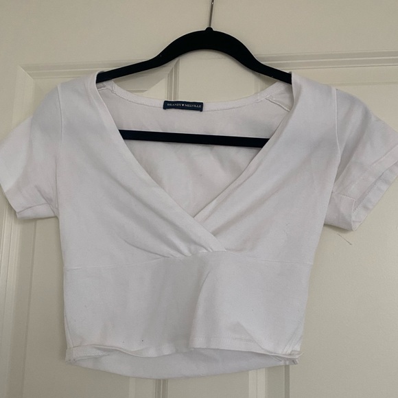 Brandy Melville | Tops | Brandy Melville Criss Cross White Crop Top ...
